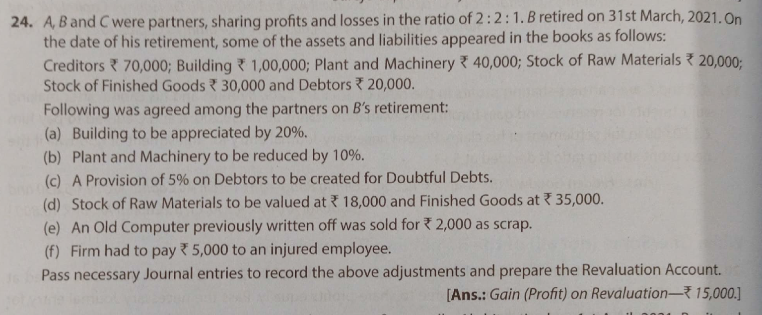 Q. 24 solution of Retirement of Partner Chapter TS Grewal Book Class 12 ...