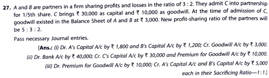 [CBSE] Q. 27 Solution of Admission of Partner TS Grewal Accounts Class ...